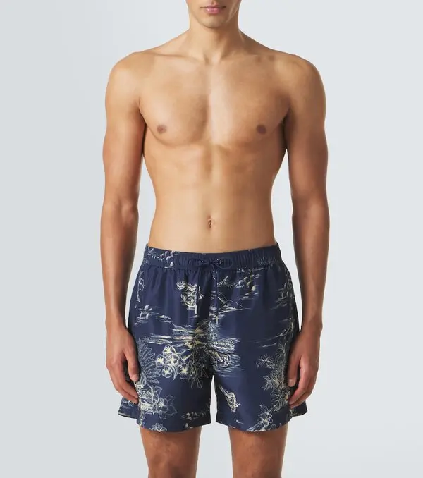 Moncler Archivio Floral Swim Trunks - Blue