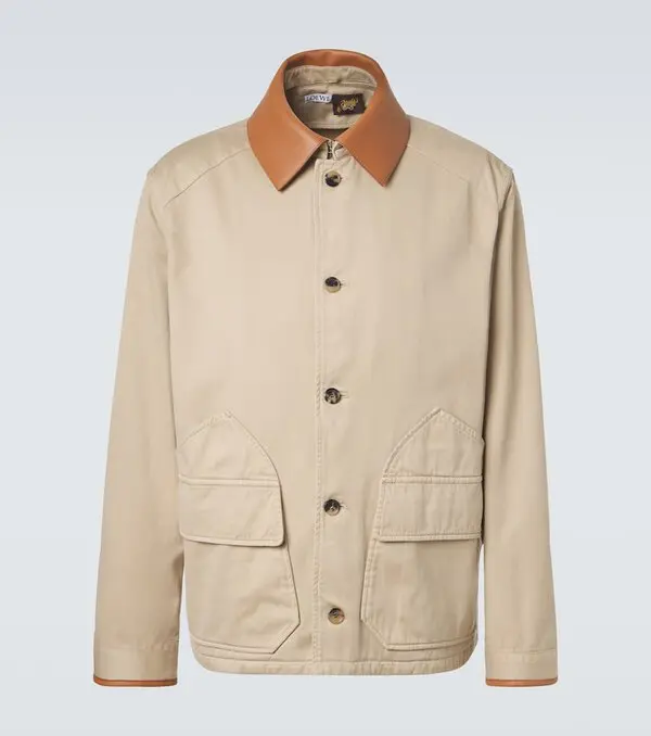 Loewe Paula's Ibiza Leather-trimmed Cotton Jacket - Beige