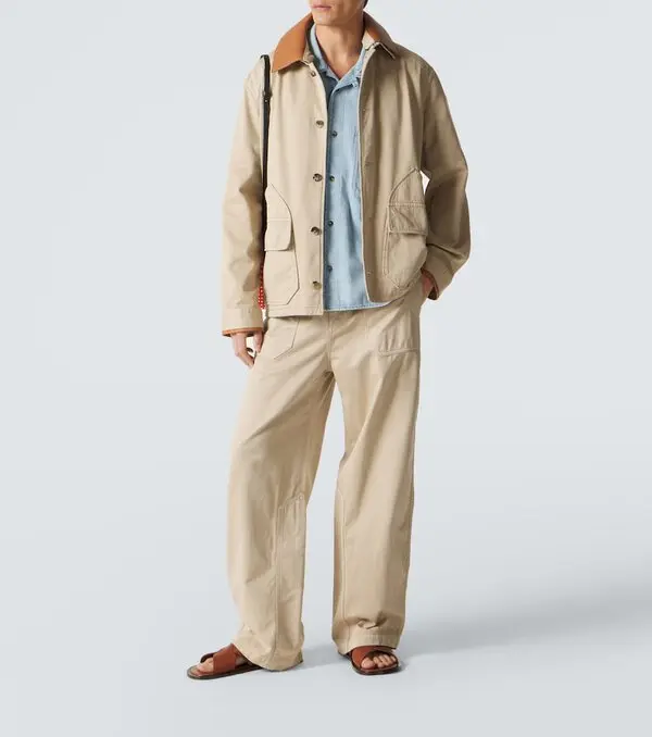 Loewe Paula's Ibiza Leather-trimmed Cotton Jacket - Beige