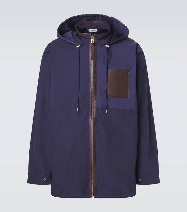 Loewe Leather-trimmed Ripstop Jacket - Blue