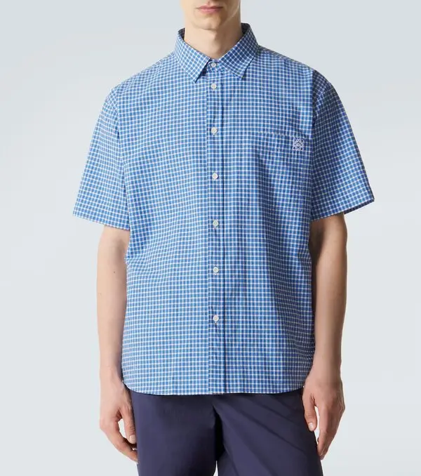 Loewe Paula's Ibiza Checked Cotton-blend Shirt - Blue