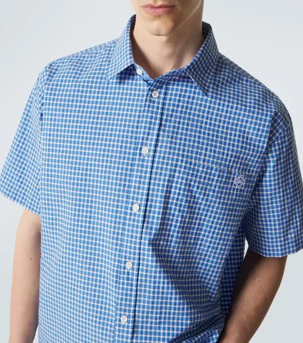 Loewe Paula's Ibiza Checked Cotton-blend Shirt - Blue