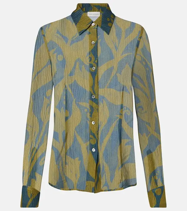 Dries Van Noten Printed Silk Shirt - Green