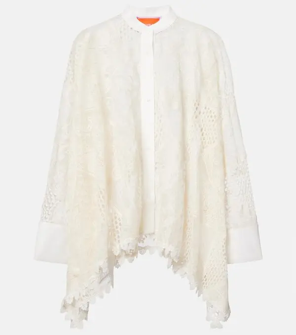 La DoubleJ Foulard Cotton-blend Lace Shirt - White