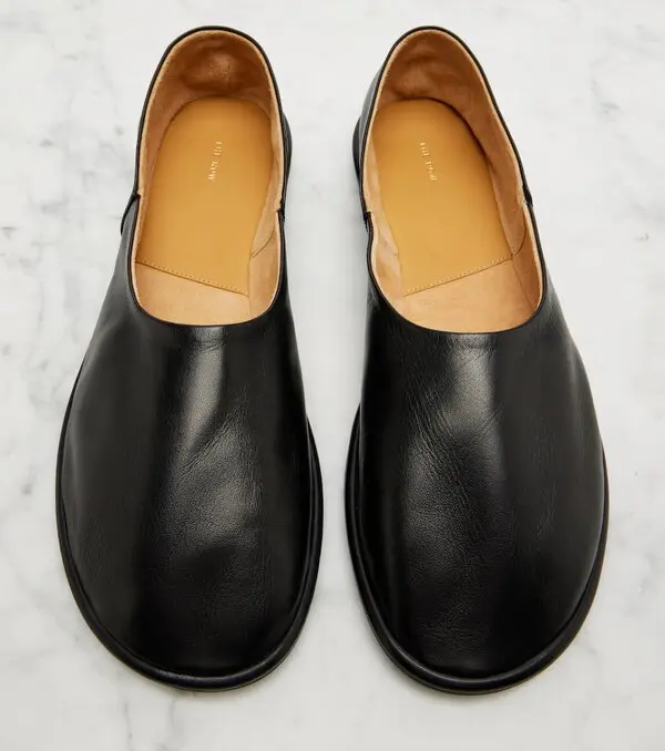 THE ROW Canal Leather Slip-on Shoes - Black