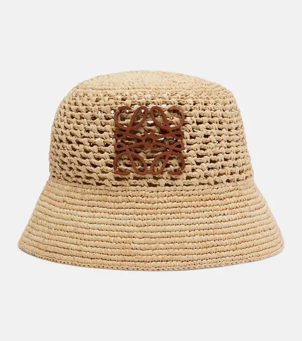 Loewe Anagram Raffia Bucket Hat - Beige