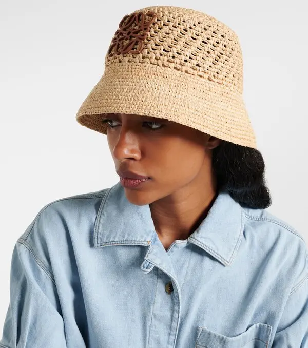 Loewe Anagram Raffia Bucket Hat