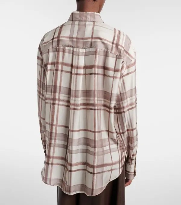 Brunello Cucinelli Checked Silk Shirt - Beige