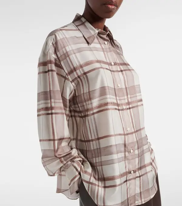 Brunello Cucinelli Checked Silk Shirt