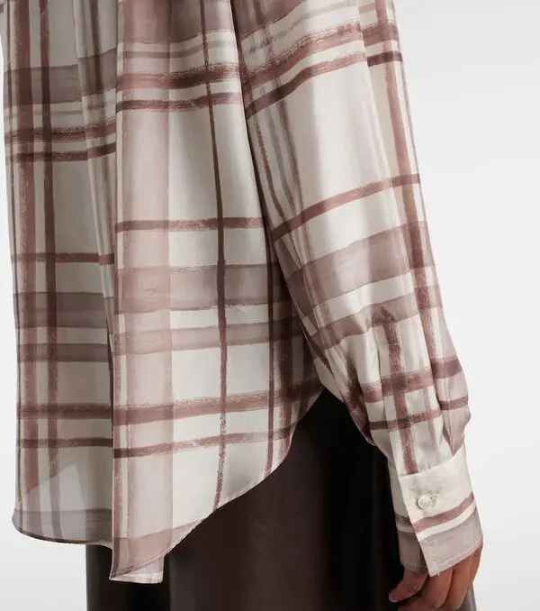 Brunello Cucinelli Checked Silk Shirt