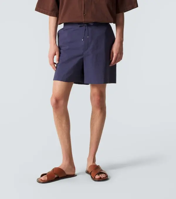 Loewe Paula's Ibiza Cotton-blend Poplin Shorts - Blue