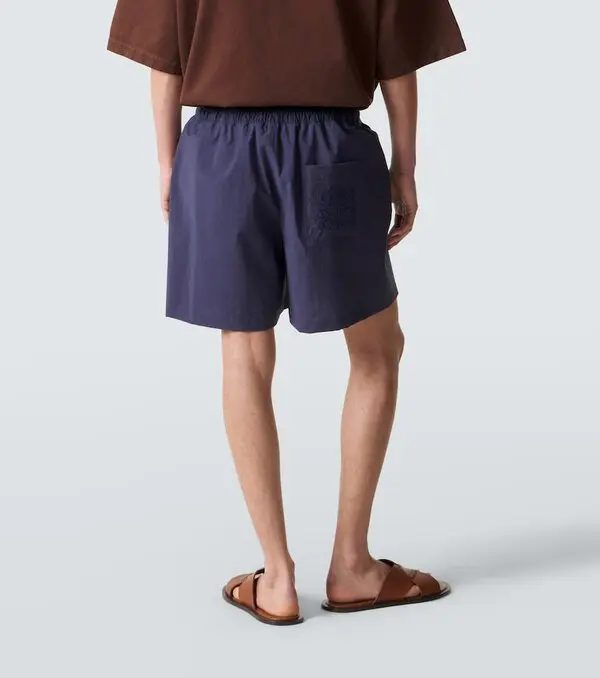 Loewe Paula's Ibiza Cotton-blend Poplin Shorts - Blue