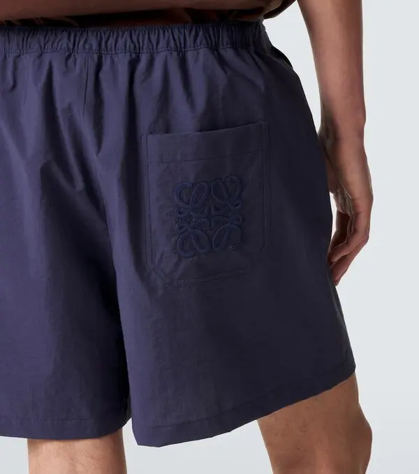 Loewe Paula's Ibiza Cotton-blend Poplin Shorts - Blue