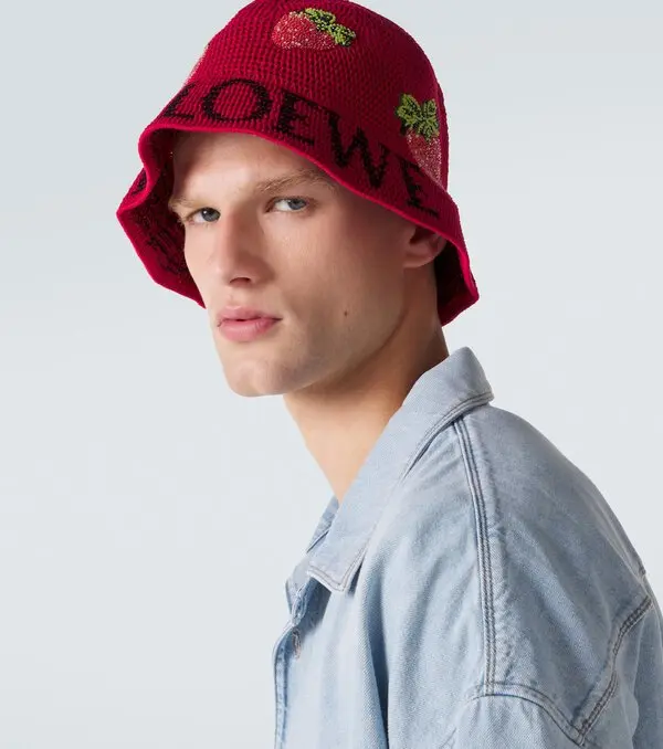 Loewe Strawberry Beaded Bucket Hat