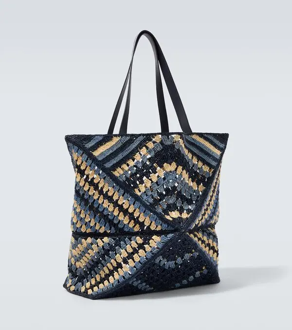 Loewe Puzzle Fold Xl Raffia Tote Bag