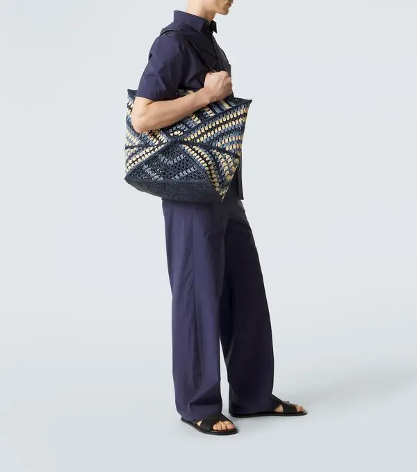 Loewe Puzzle Fold Xl Raffia Tote Bag