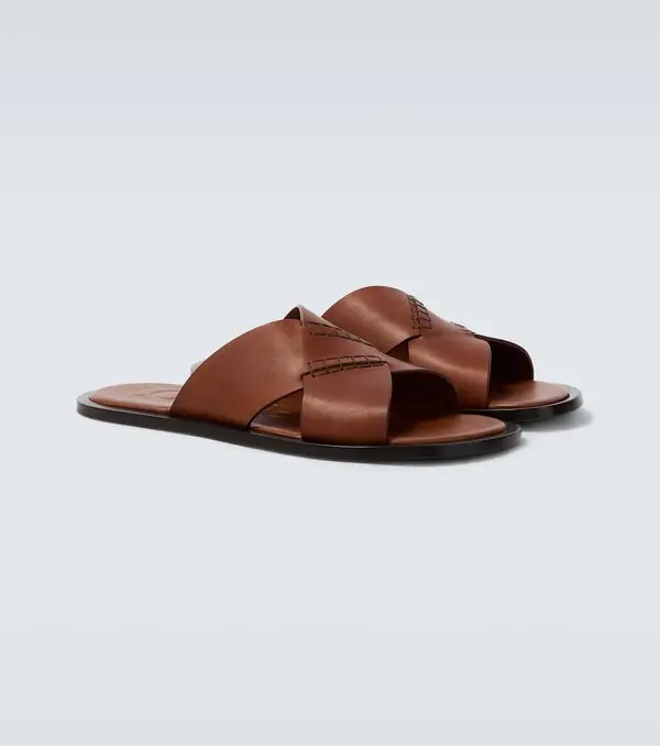 Loewe Paula's Ibiza Flex Leather Sandals - Brown