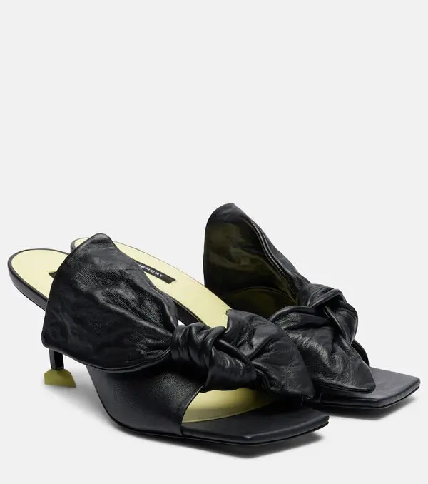 Givenchy Boudoir Bow Leather Mules - Black
