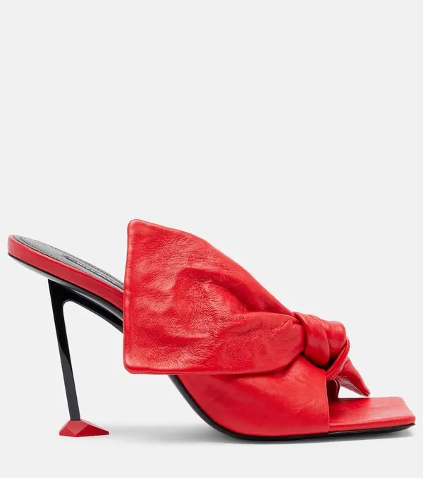 Givenchy Bow Detail Leather Mules - Red