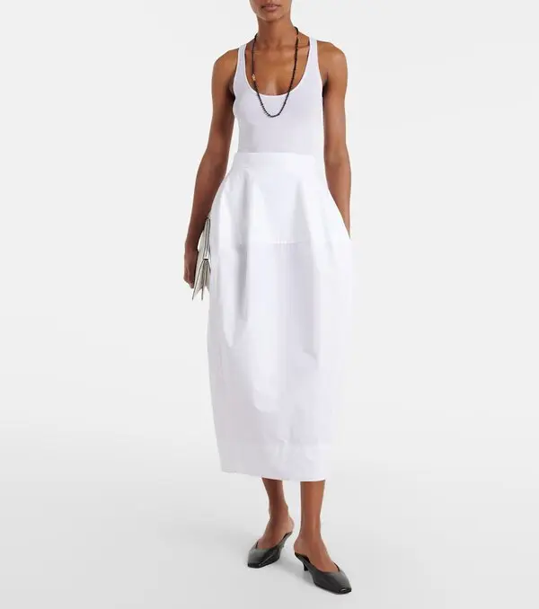 RÓHE Cotton Poplin Midi Skirt
