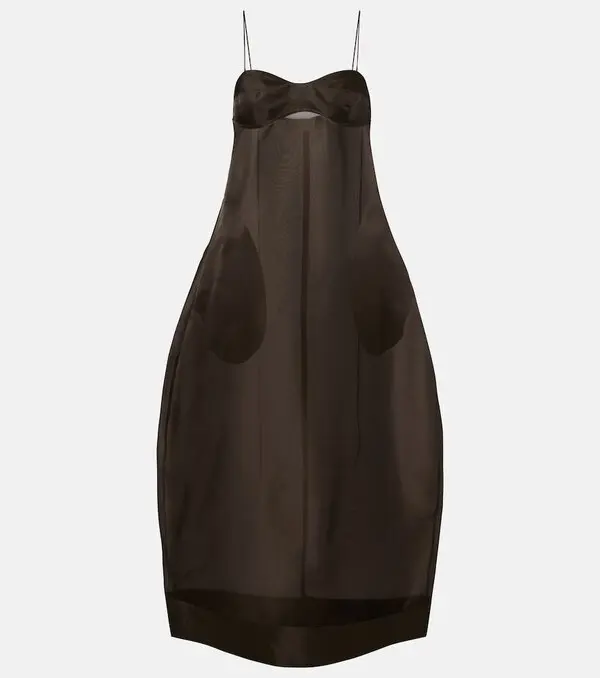 RÓHE Silk Organza Midi Dress - Brown