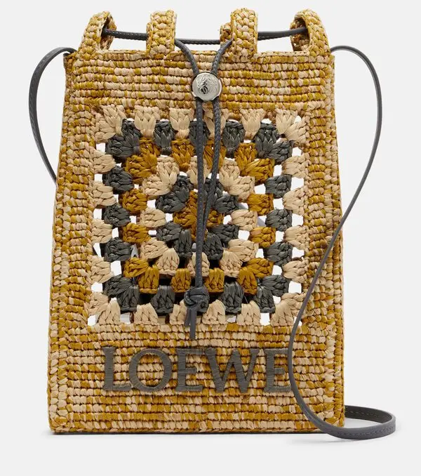 Loewe Raffia Pouch With Strap - Beige