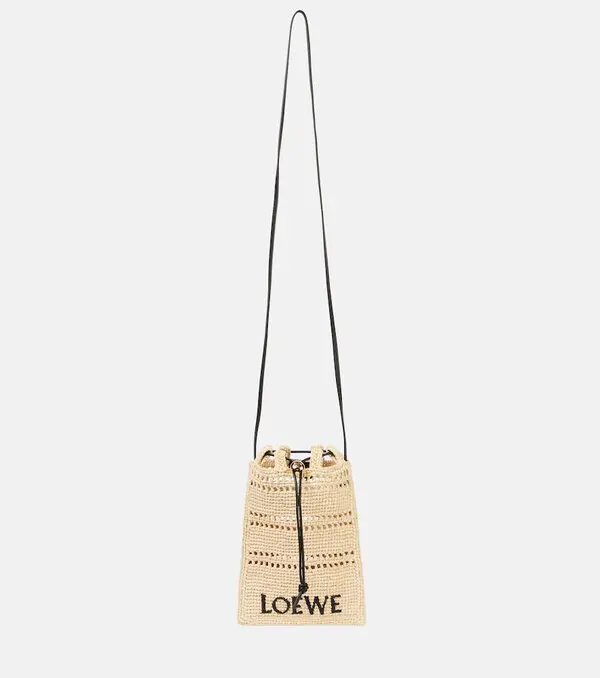 Loewe Raffia Pouch With Strap - Beige
