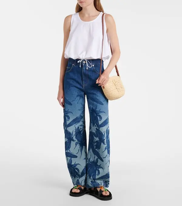 Loewe Paula's Ibiza Printed Barrel-leg Jeans - Blue