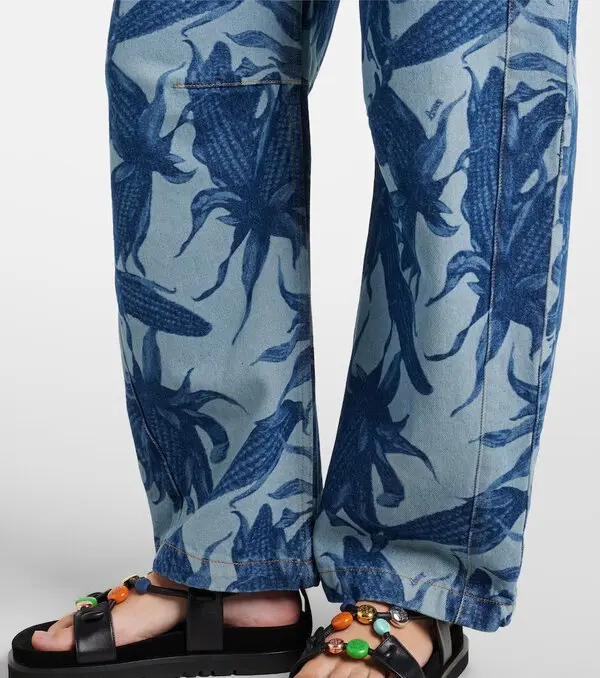 Loewe Paula's Ibiza Printed Barrel-leg Jeans - Blue
