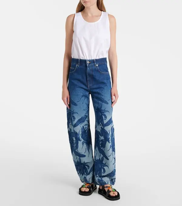 Loewe Paula's Ibiza Printed Barrel-leg Jeans - Blue