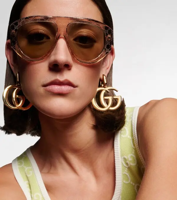 Gucci Gg Shield Sunglasses - Brown