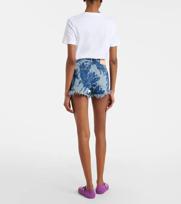 Loewe Paula's Ibiza Frayed Printed Denim Shorts