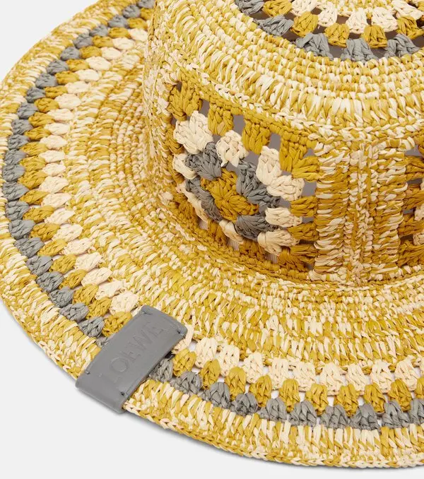 Loewe Paula's Ibiza Crochet Raffia Bucket Hat - Beige
