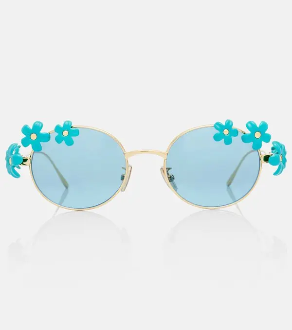 Loewe Floral Oval Sunglasses - Gold
