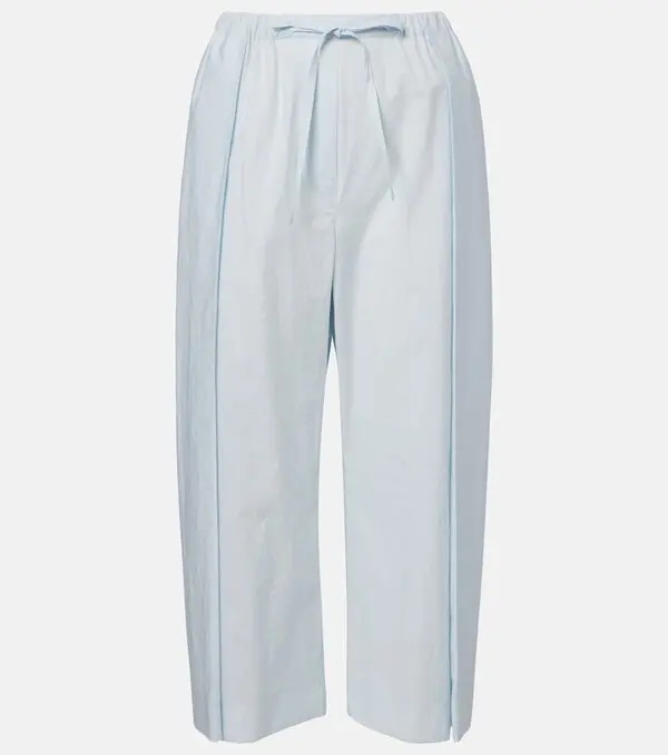Loewe Paula's Ibiza Cotton-blend Poplin Wide-leg Pants - Blue