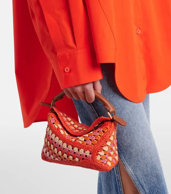 Loewe Paula's Ibiza Puzzle Mini Raffia Top-handle Bag - Orange