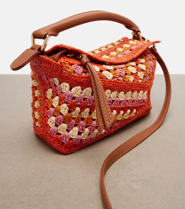 Loewe Paula's Ibiza Puzzle Mini Raffia Top-handle Bag - Orange