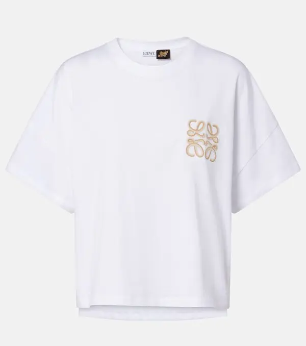 Loewe Anagram Embroidered Cotton T-shirt - White