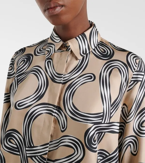 Loewe Paula's Ibiza Anagram Silk Shirt - Beige
