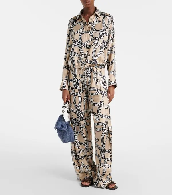Loewe Paula's Ibiza Anagram Silk Shirt - Beige