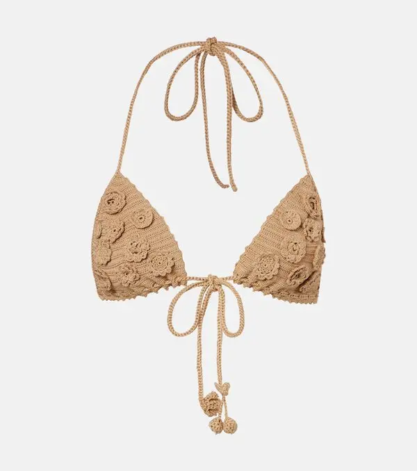 Loewe Crochet Cotton Bra Top - Beige
