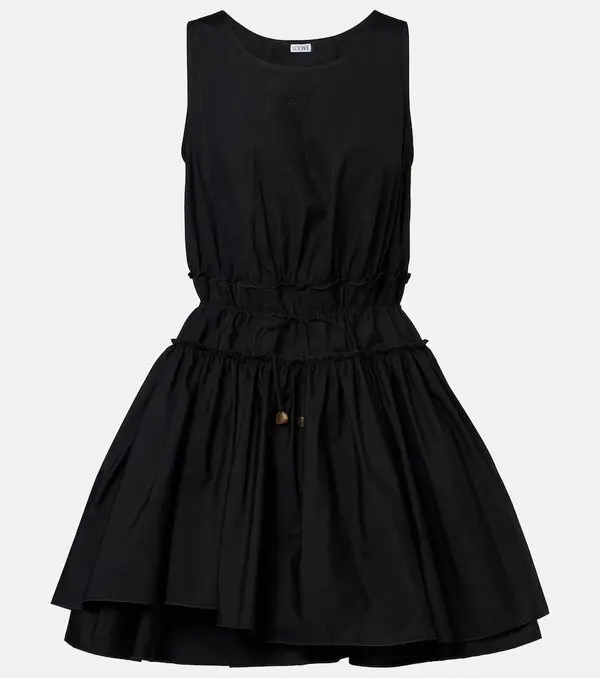 Loewe Paula's Ibiza Cotton Poplin Minidress - Black