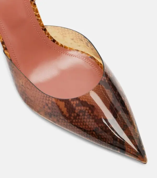 Amina Muaddi Holli Snake-print Slingback Pumps - Beige
