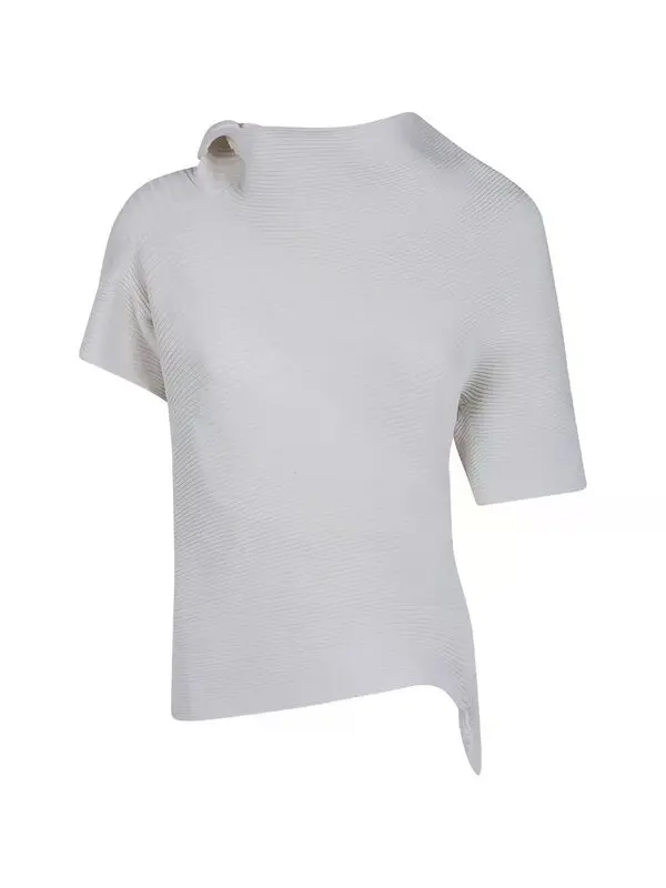 Issey Miyake Asymmetric Ribbed-knit Top - Neutrals