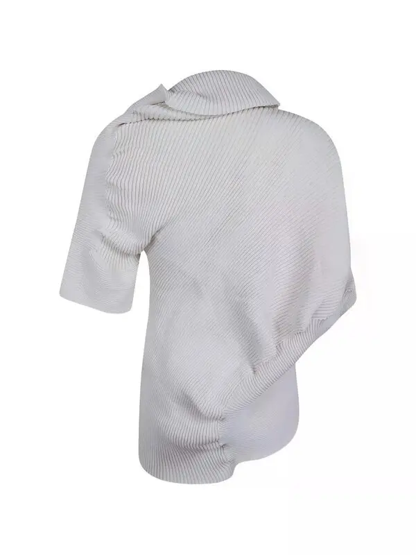Issey Miyake Asymmetric Ribbed-knit Top - Neutrals