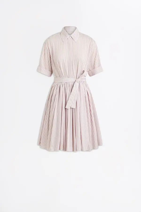 Scanlan Theodore Striped Linen Shirt Dress - Cherry.white