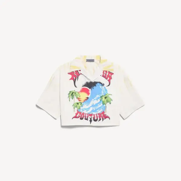 Balenciaga Extreme Tie Dye Bowling Shirt - White