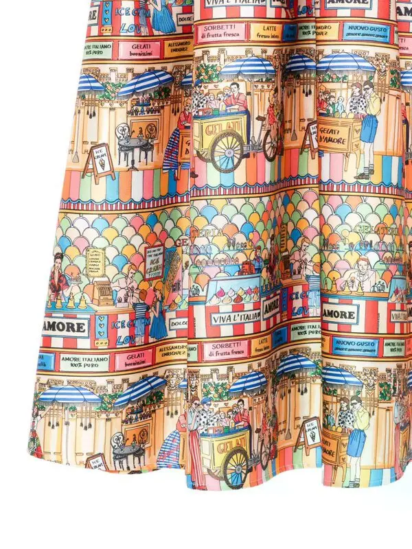 ALESSANDRO ENRIQUEZ Pleated Printed Midi Skirt