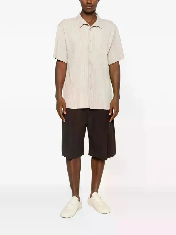 GONGDID DESIGN Plissé Striped Shirt