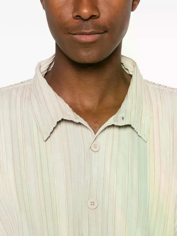 GONGDID DESIGN Plissé Striped Shirt